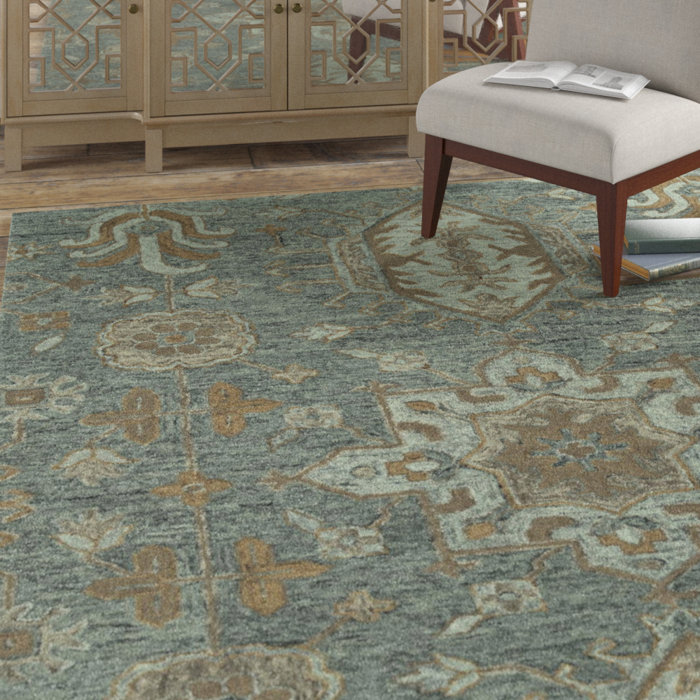 Charlton Home® Aileigh Handmade Wool Green/Brown Rug & Reviews | Wayfair