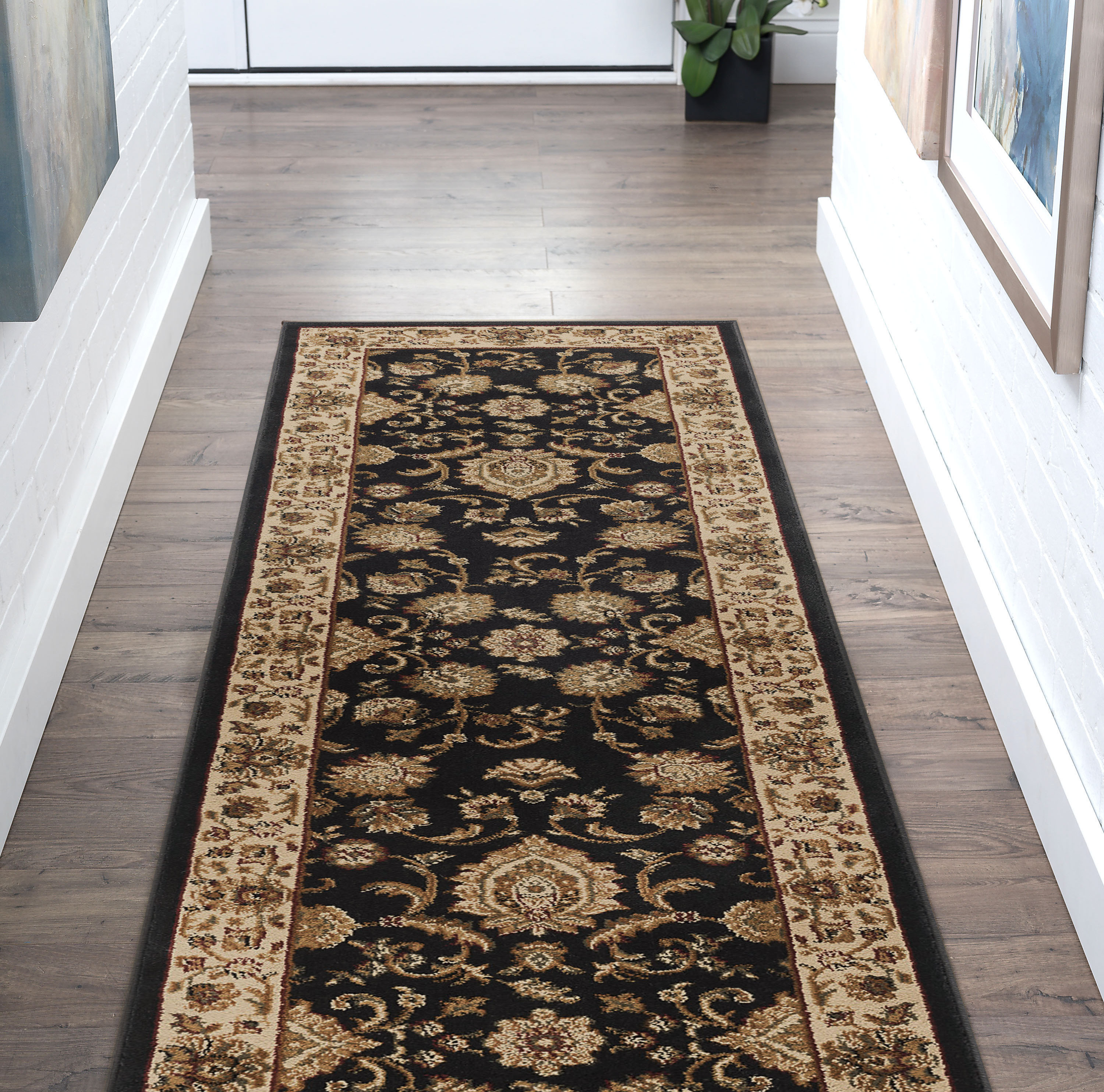 Astoria Grand Clarence Oriental Black/Beige Area Rug & Reviews | Wayfair