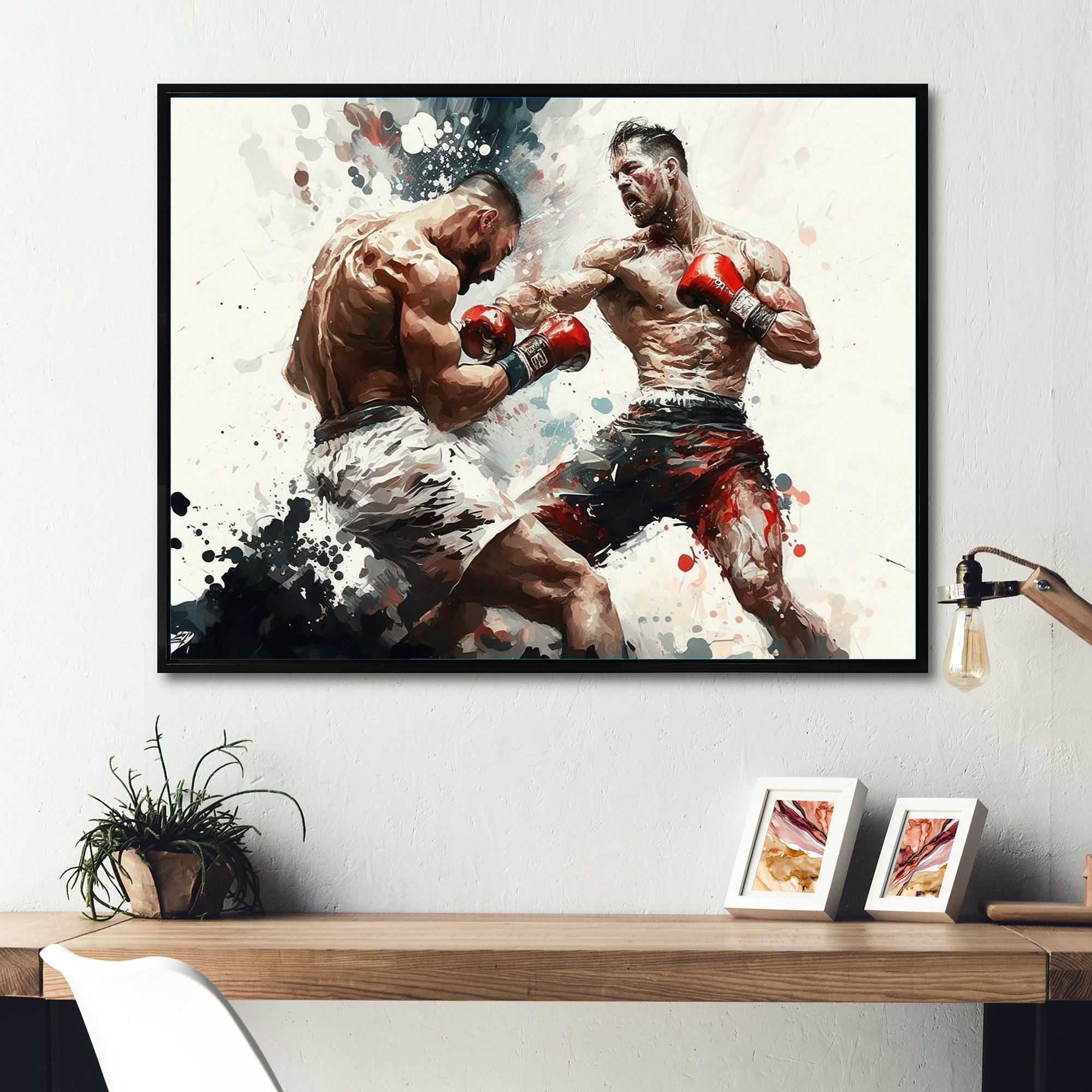 Red Barrel Studio® Boxers In Match III Framed On Canvas Print | Wayfair
