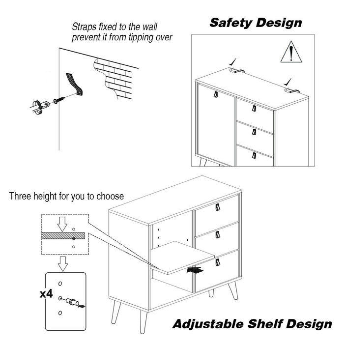 Ebern Designs Barrow 32'' Wide 3 Drawer Server & Reviews | Wayfair