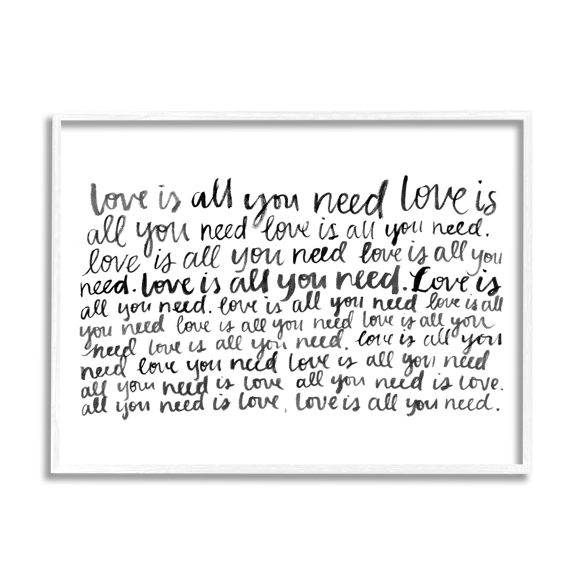 Stupell Industries Love All You Need Romantic Calligraphy Casual ...