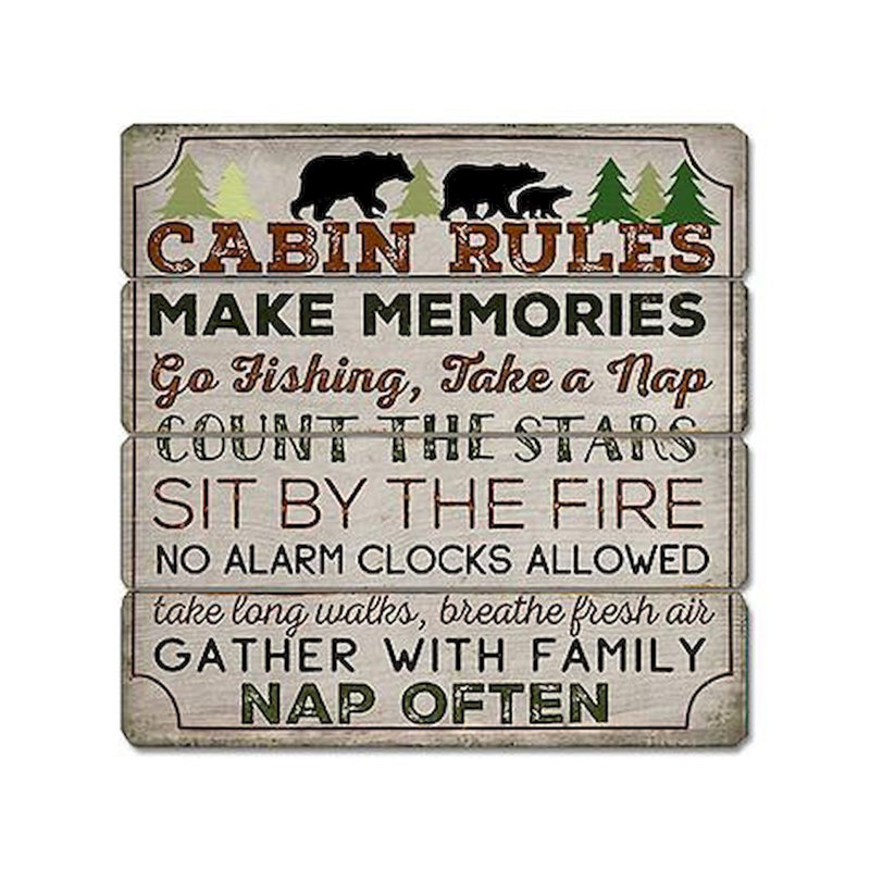 Millwood Pines Cabin Rules Wooden Sign Wall Décor & Reviews | Wayfair