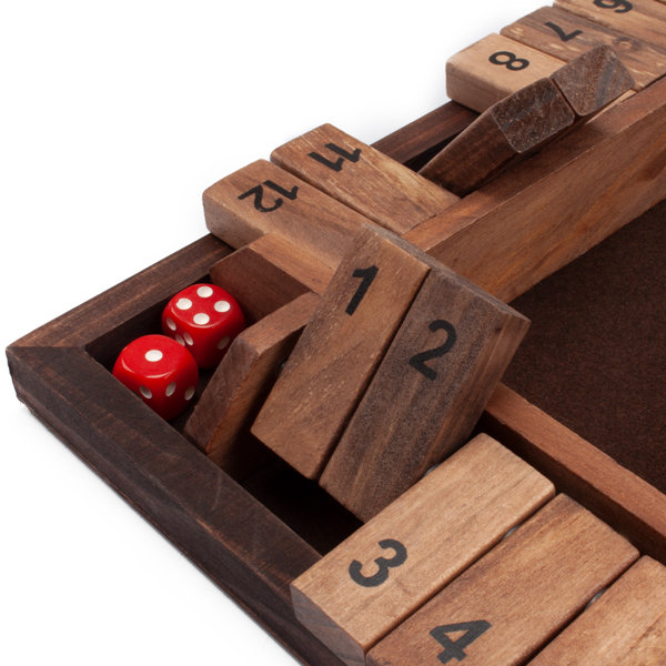 GSE Games & Sports Expert 4-player Wooden Shut The Box 12 Numbers Dice ...