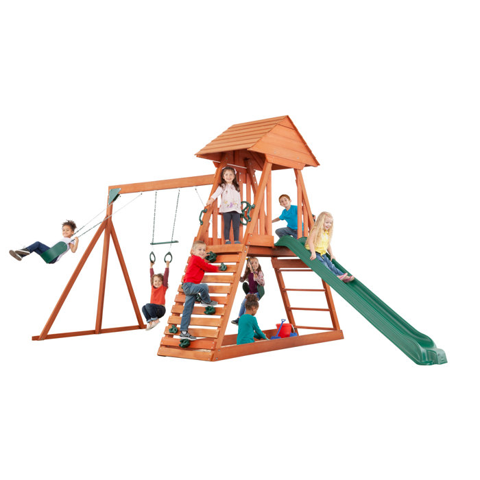 CreativeCedarDesigns Chalet Complete Wooden Swing Set & Reviews | Wayfair