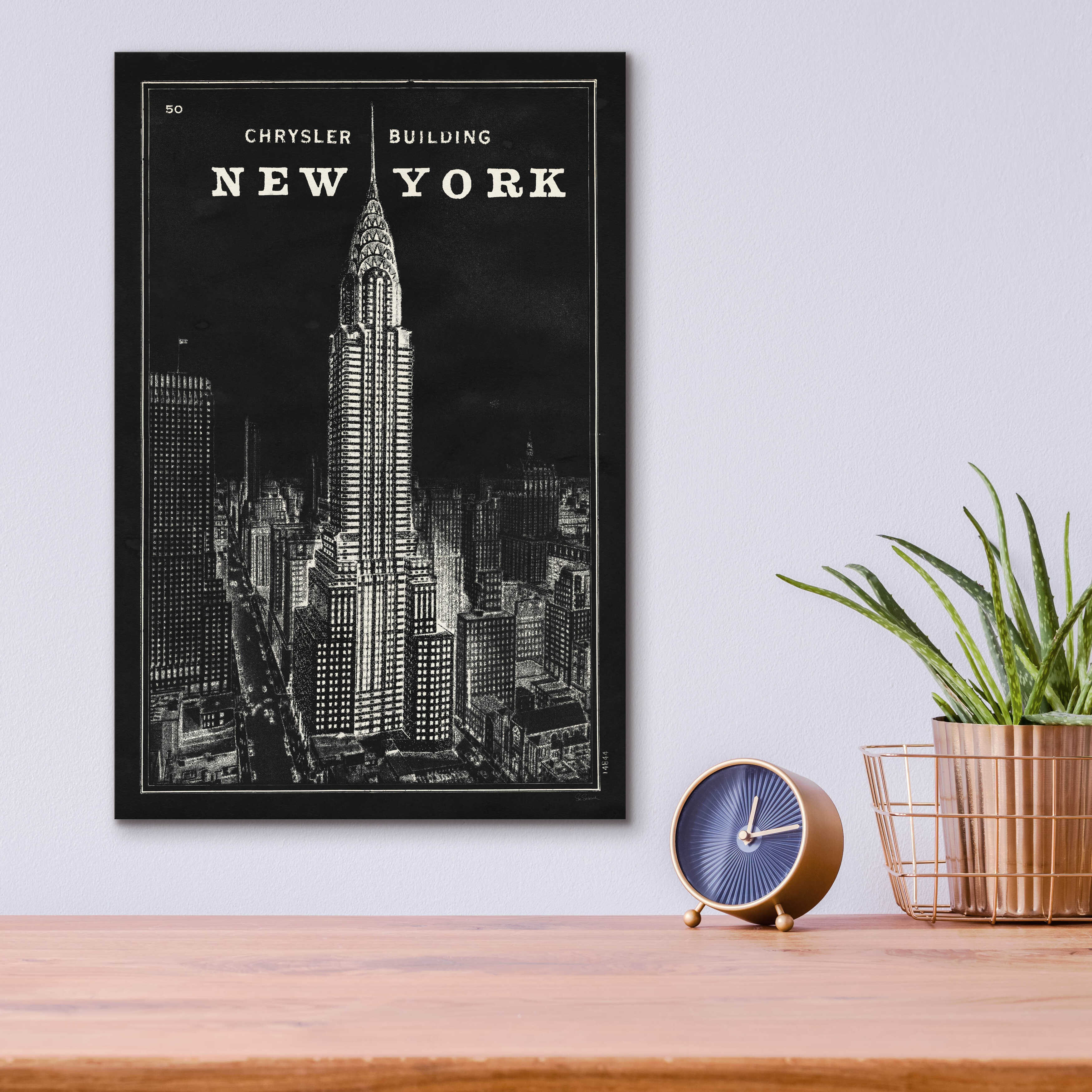 Trinx Blueprint Map New York Chrysler Building Black On Plastic/Acrylic ...
