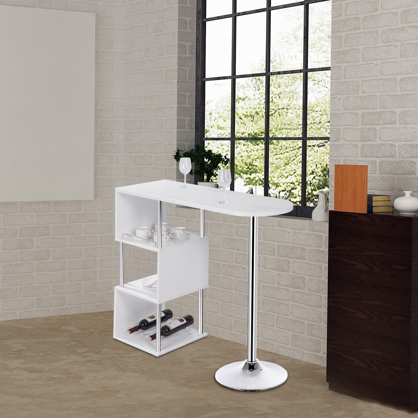 Ivy Bronx Bar Table Bar Table Bar Table With Shelf MDF Metal & Reviews ...