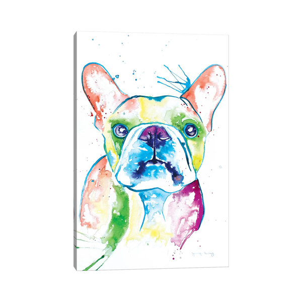 ClassicLiving Watercolour Frenchie I by - Wrapped Canvas Painting ...