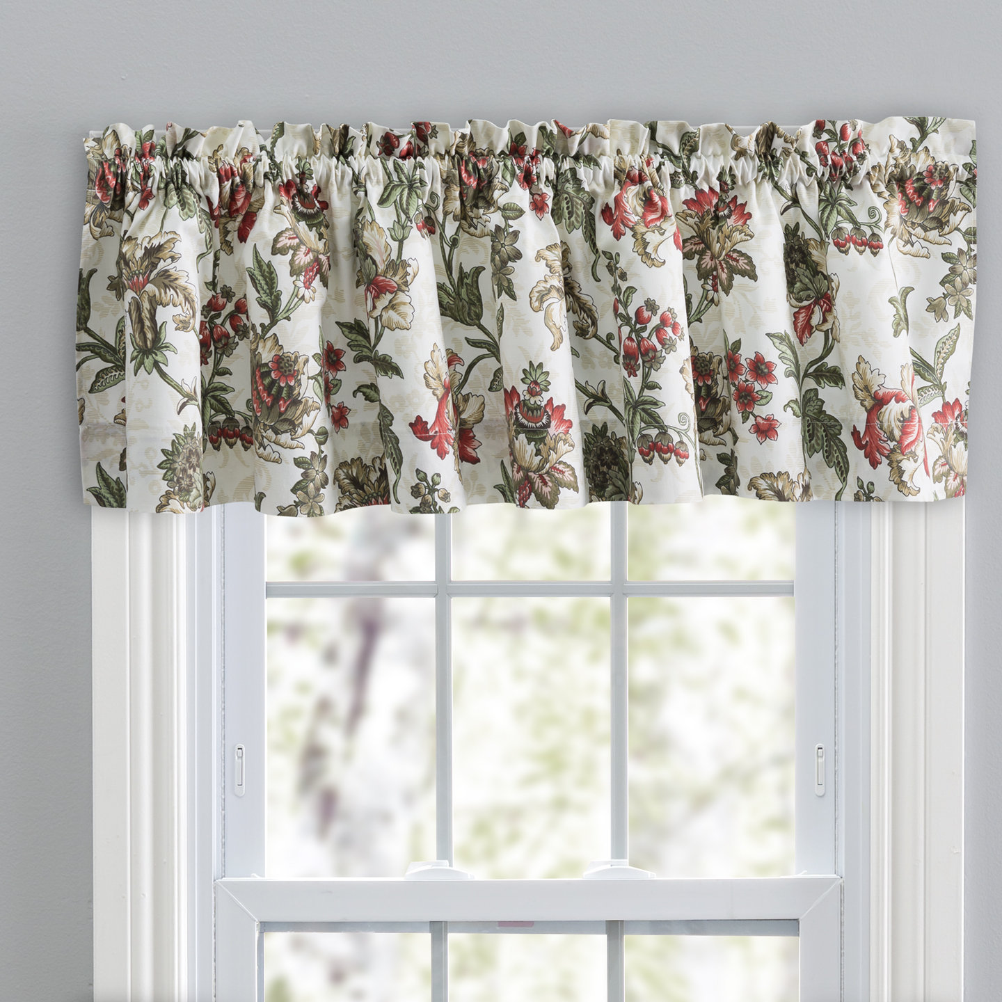 Rosalind Wheeler Tania Floral Cotton Blend Tailored 58'' Window Valance ...