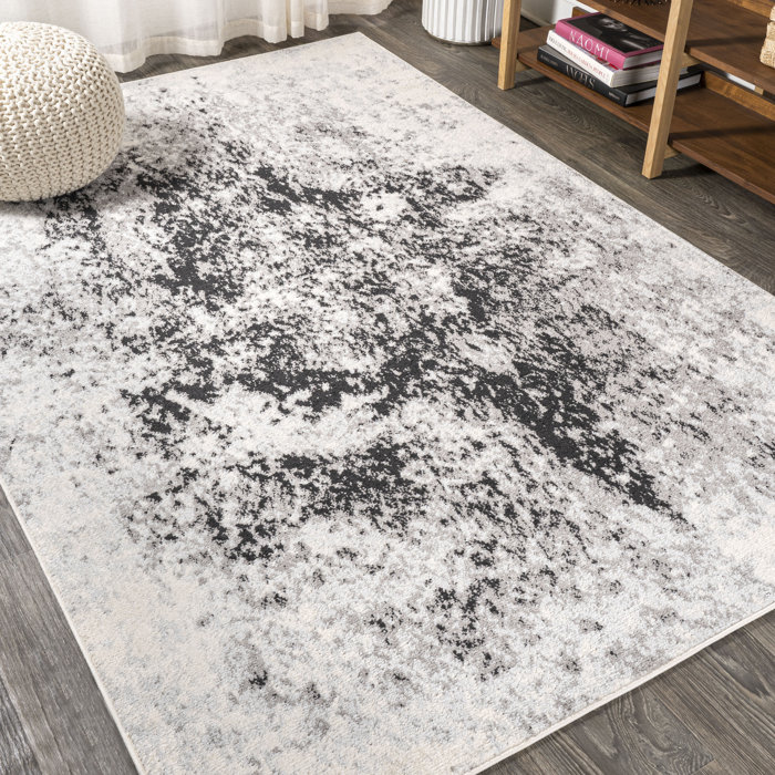 17 Stories Bettencourt Abstract Cream/Black Area Rug & Reviews | Wayfair