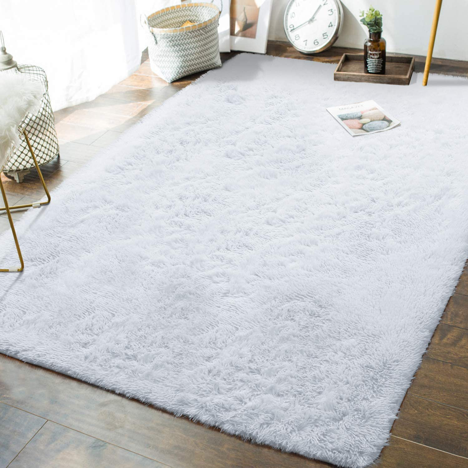 Mercer41 Shahen Rectangle Shag Area Rug in White & Reviews | Wayfair