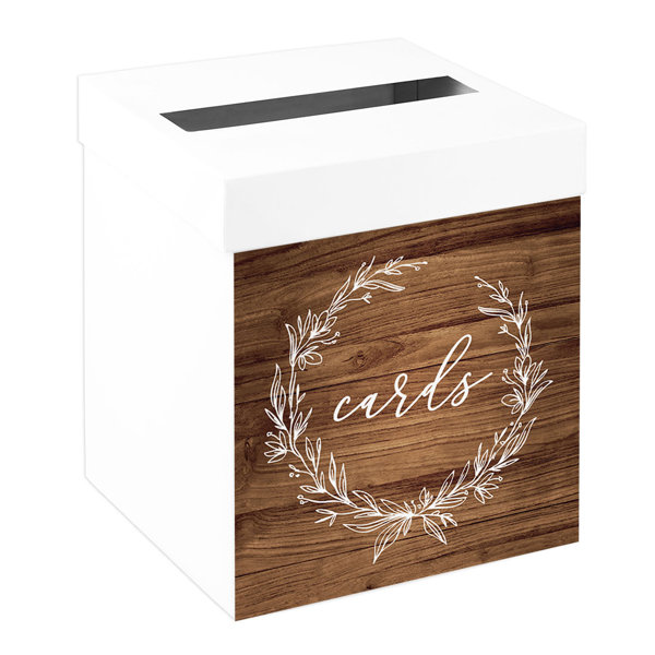 Koyal Wholesale Sturdy White Wedding Day Card Box Rustic Brown Line ...