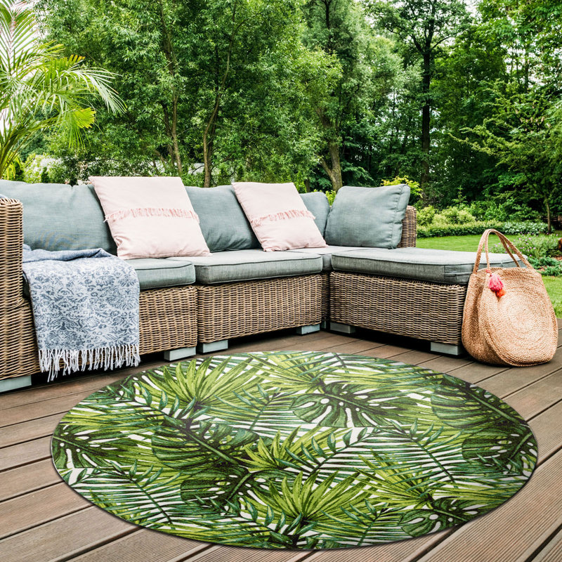 DECOMALL SUNSHINE Tropical Plants Outdoor Rugs Green | Wayfair