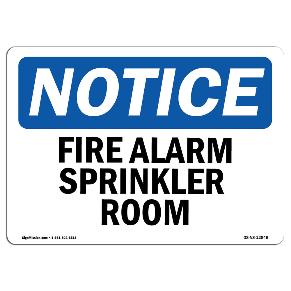 SignMission Notice - Fire Alarm Sprinkler Room Sign | Wayfair
