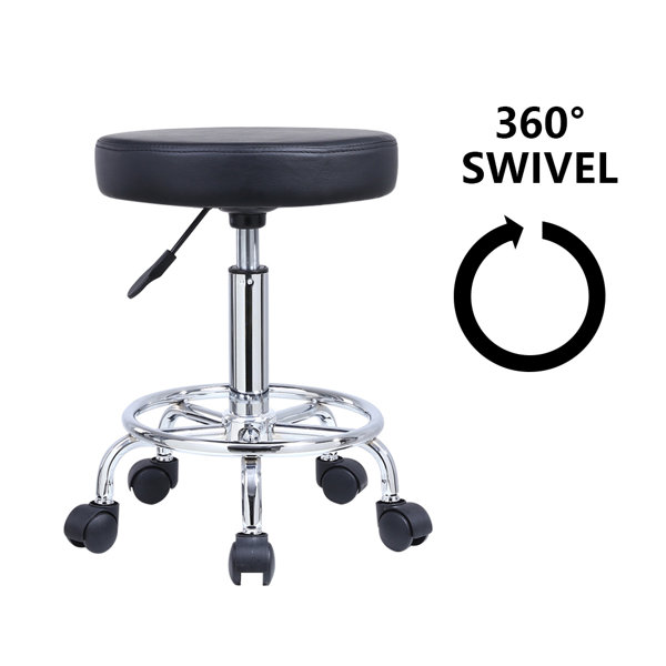 Inbox Zero PU Leather Round Rolling Height Adjustable Lab Stool ...