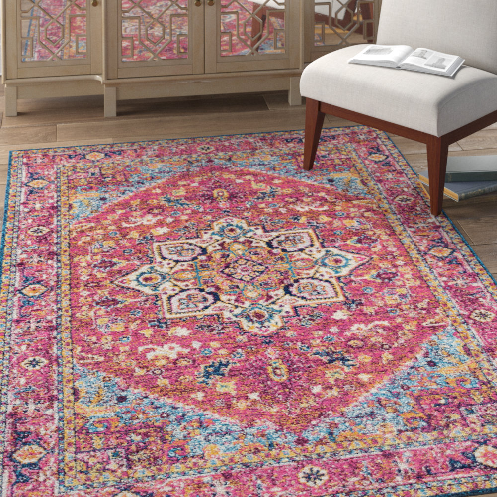 Bungalow Rose Dietz Oriental Magenta Area Rug & Reviews | Wayfair