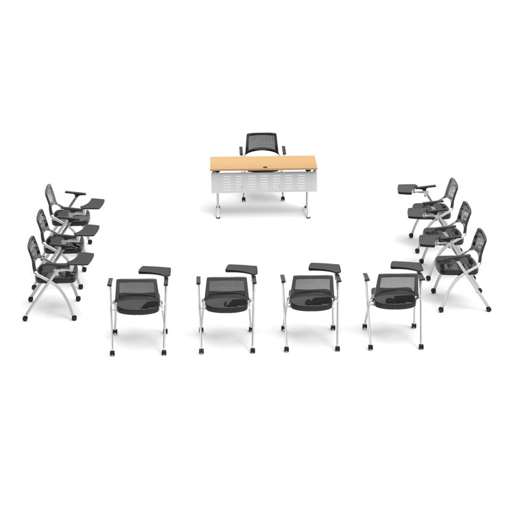 Team Tables Classroom Training Table and Chair Set with Modesty Panel ...