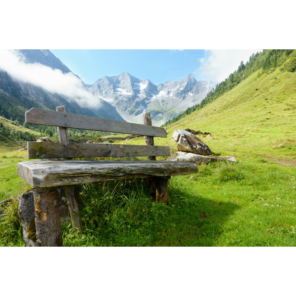 Millwood Pines Bench in Austrian Alps by Bypaul - Wrapped Canvas ...