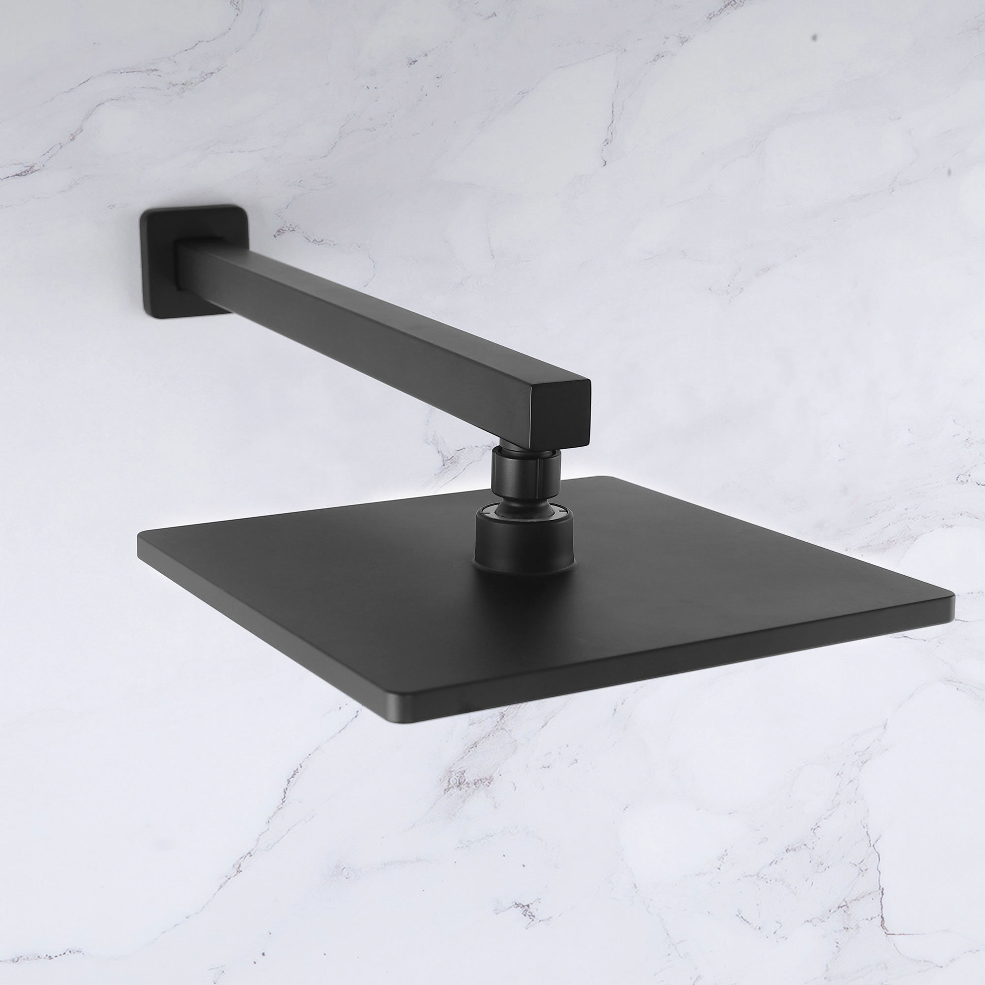 LemonZZ Square Shower Arm With Flange, Stainless Steel, Bathroom Wall ...
