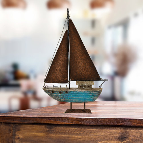 Breakwater Bay Nautical Wood Sailboat Tabletop Ornaments Handmade ...