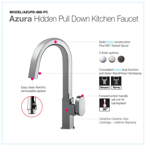 Houzer Azura Pull Down Kitchen Faucet & Reviews | Wayfair