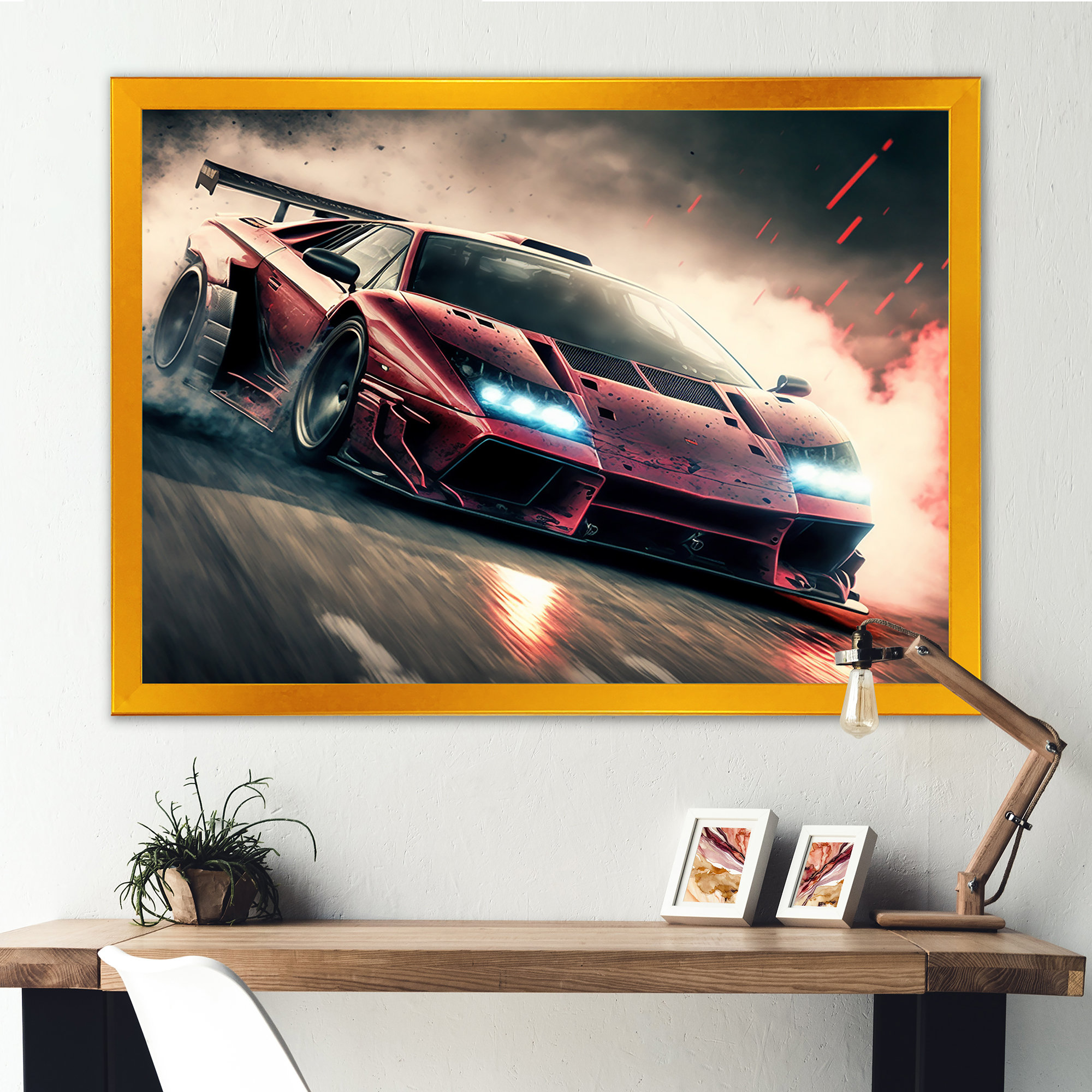 17 Stories Red Italian Lambo Sports Car Racing In Urban Setti Red ...