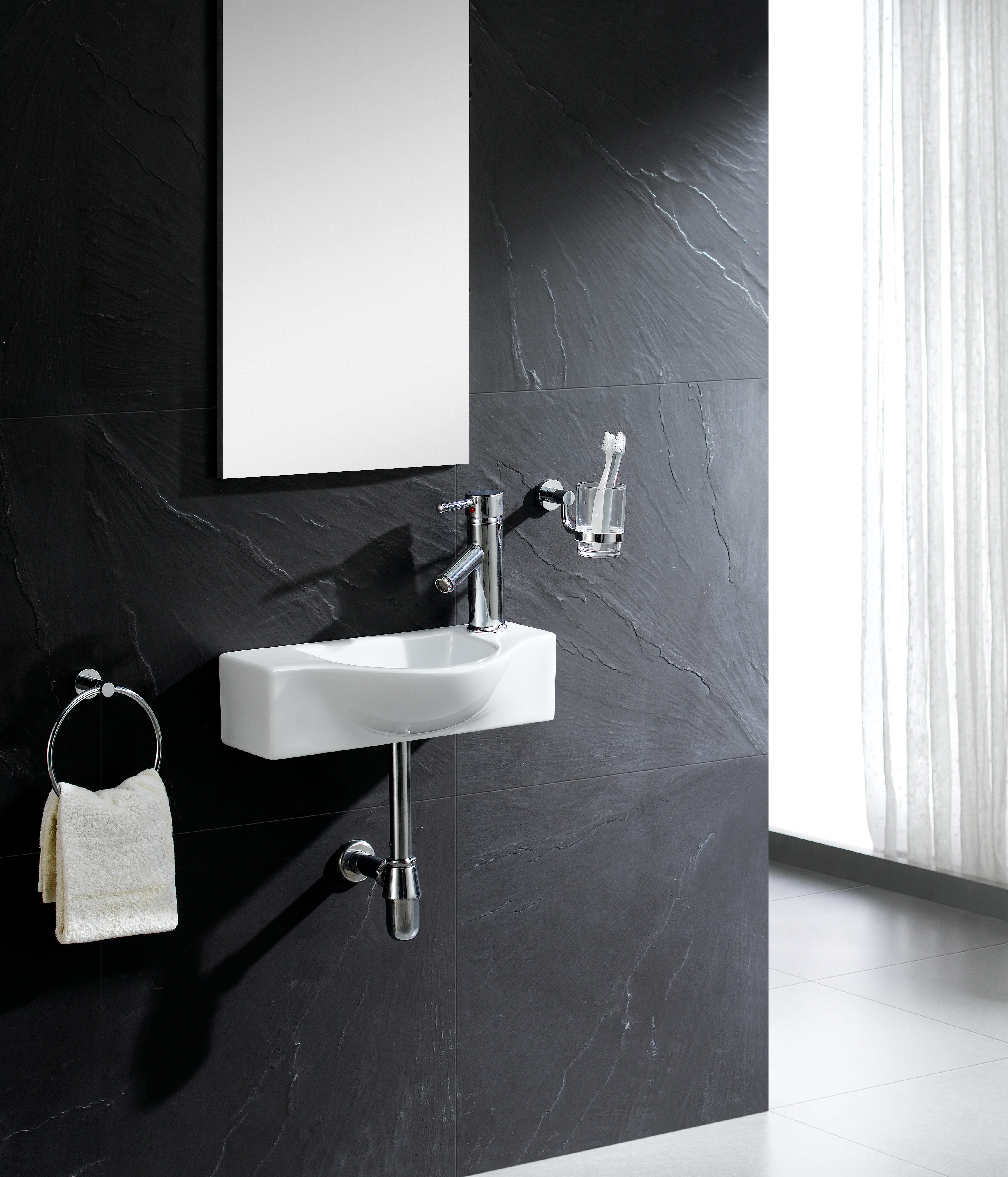 Fine Fixtures Lavabo de salle de bain mural en céramique 18 po modern ...