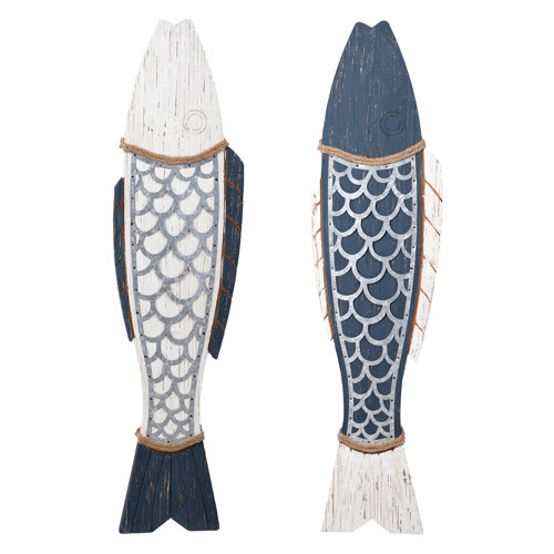 Millwood Pines 2 Piece Couple Fish Wood Wall Décor Set & Reviews | Wayfair