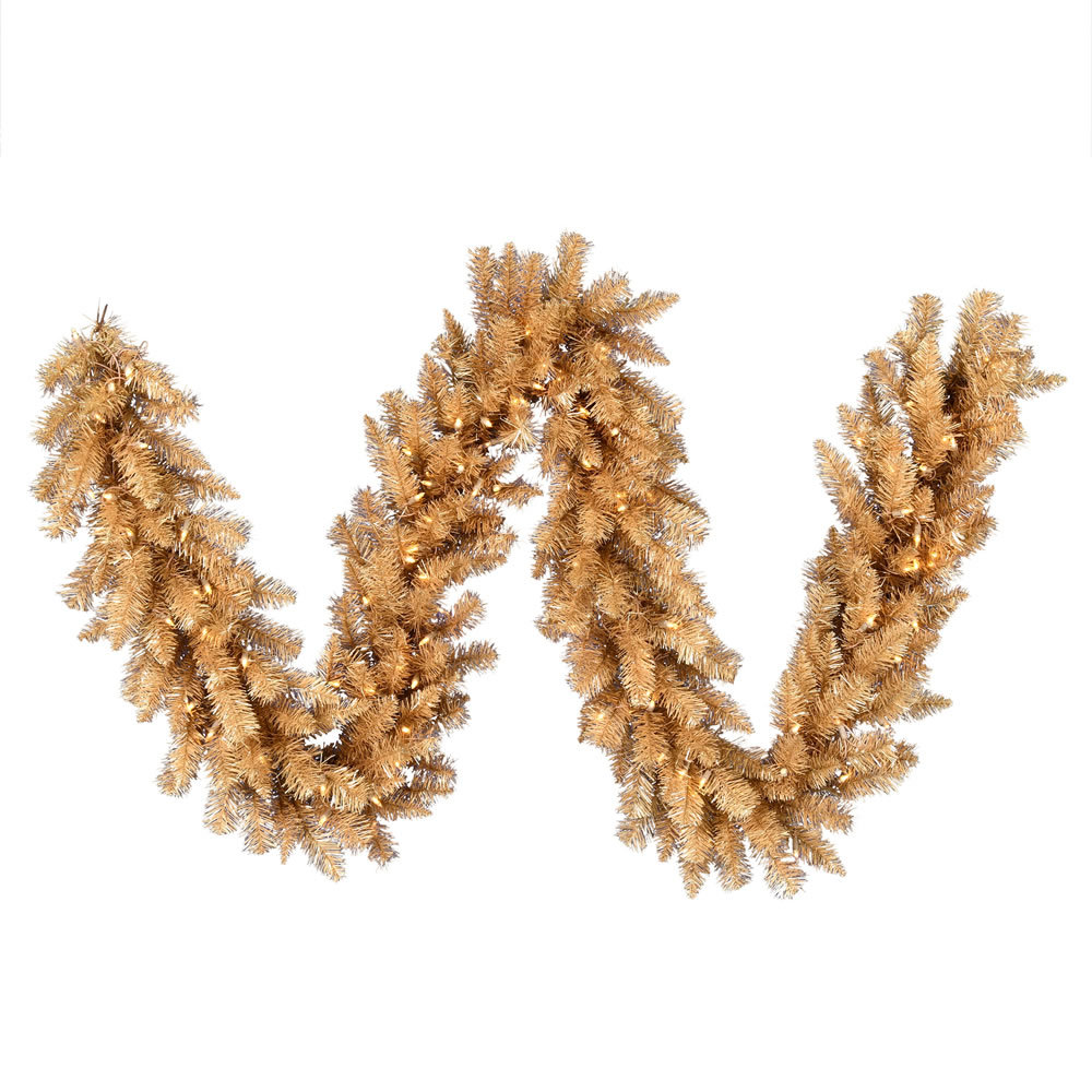 Vickerman Artificial Gold Fir Garland 14'' in. Lighted Faux Fir Garland ...