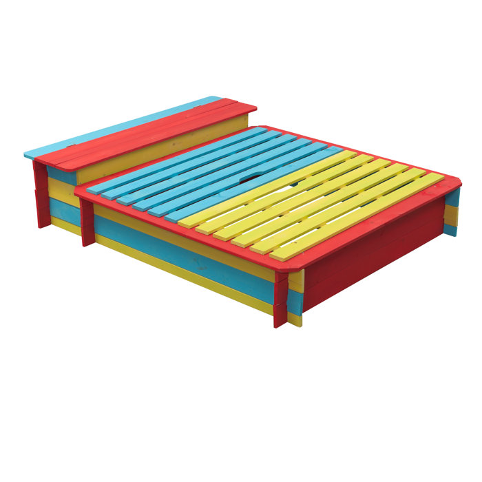 SwingKing 120Cm x 35Cm Wood Square Sandbox with Cover | Wayfair.co.uk