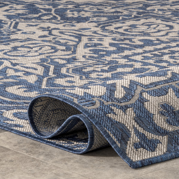 Three Posts™ Bruck Blue Indoor/Outdoor Rug & Reviews | Wayfair