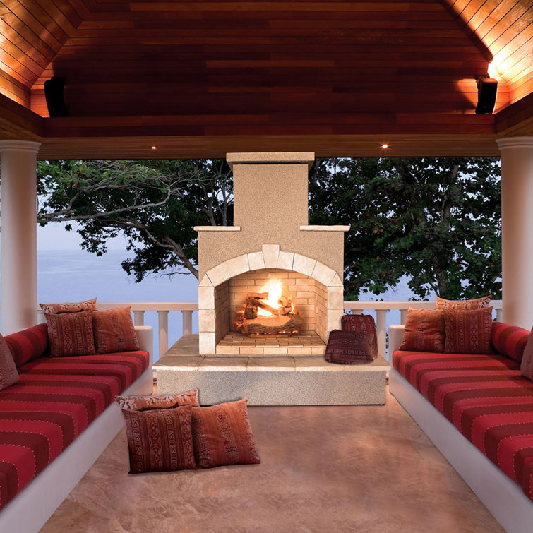 Cal Flame 78'' H Stucco Propane Outdoor Fireplace | Wayfair