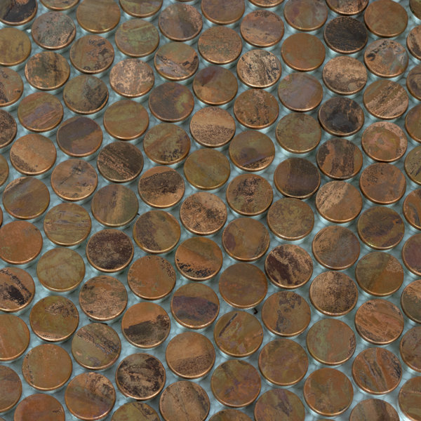 WS Tiles Twilight 1" x 1" Aluminium Penny Round Mosaic Tile | Wayfair