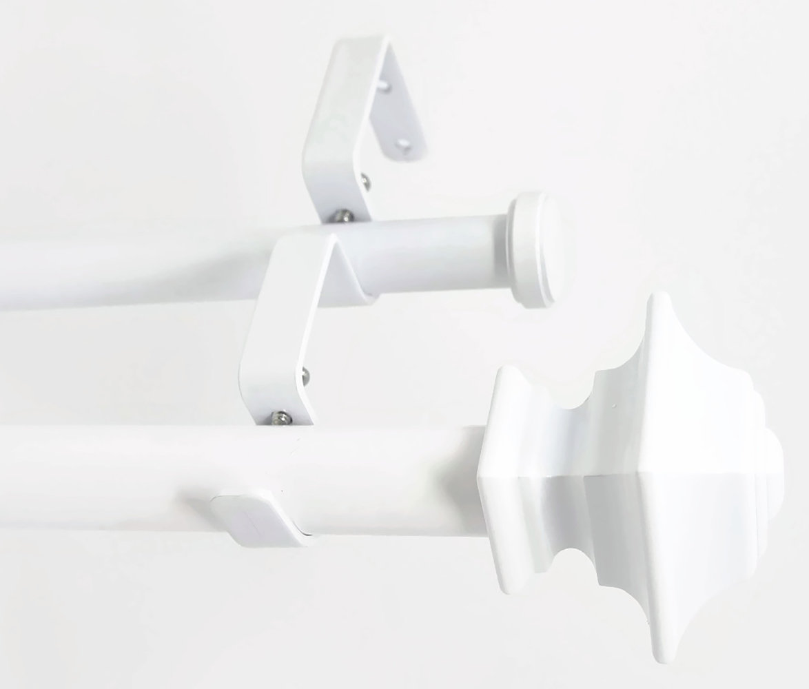 Charlton Home® Courter Flat Button Drapery Window Double Curtain Rod ...