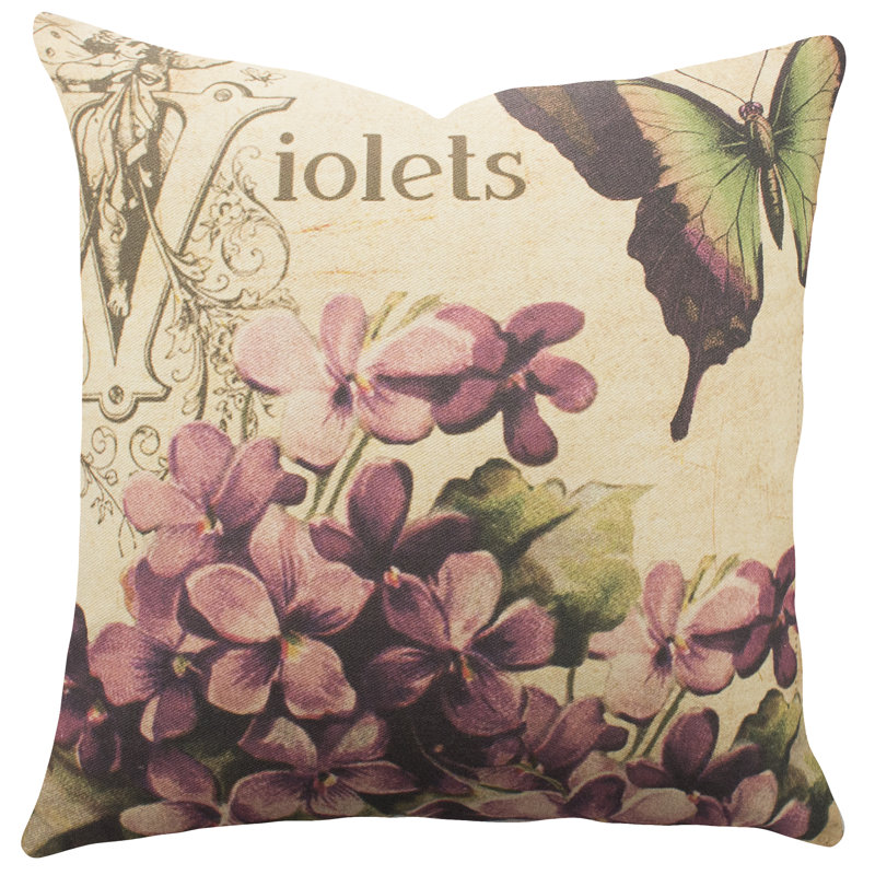 TheWatsonShop Violets Cotton Throw Pillow | Wayfair