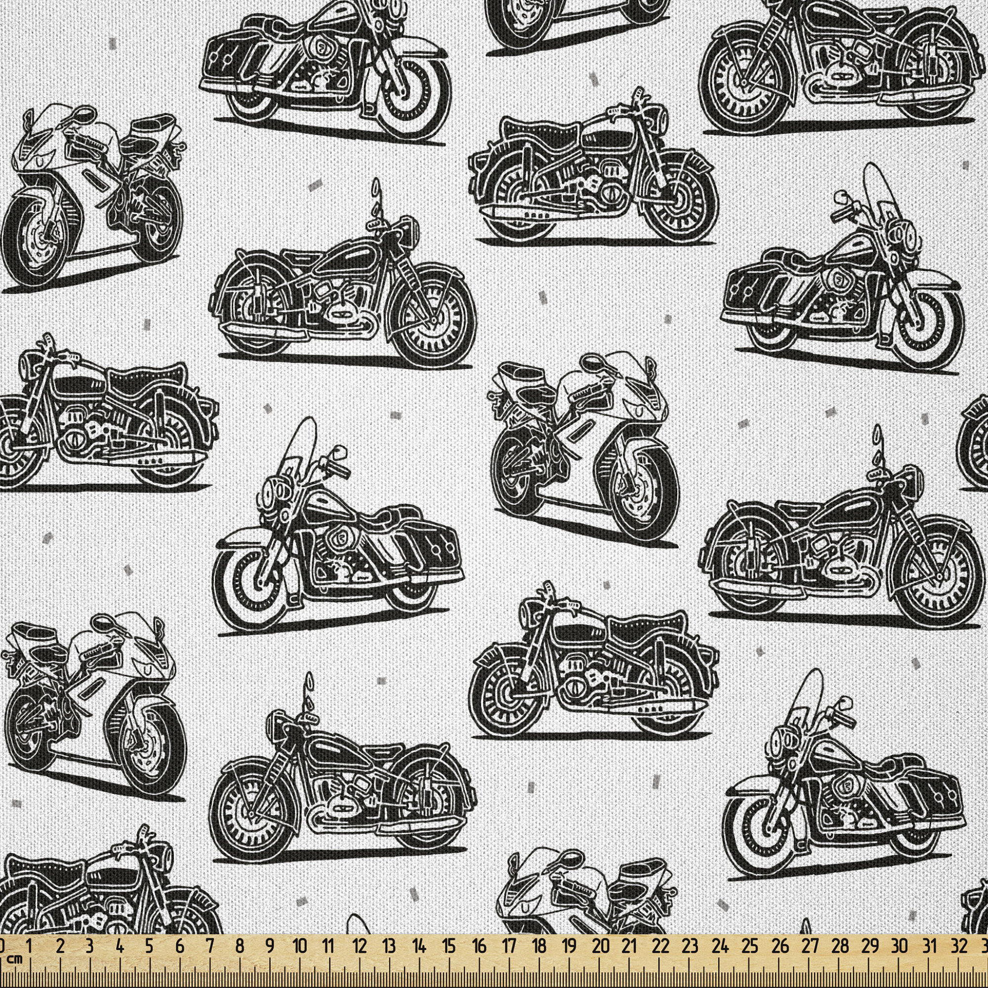 Bless international Motorcycle Fabric By The Yard, Retro Motorcycle ...