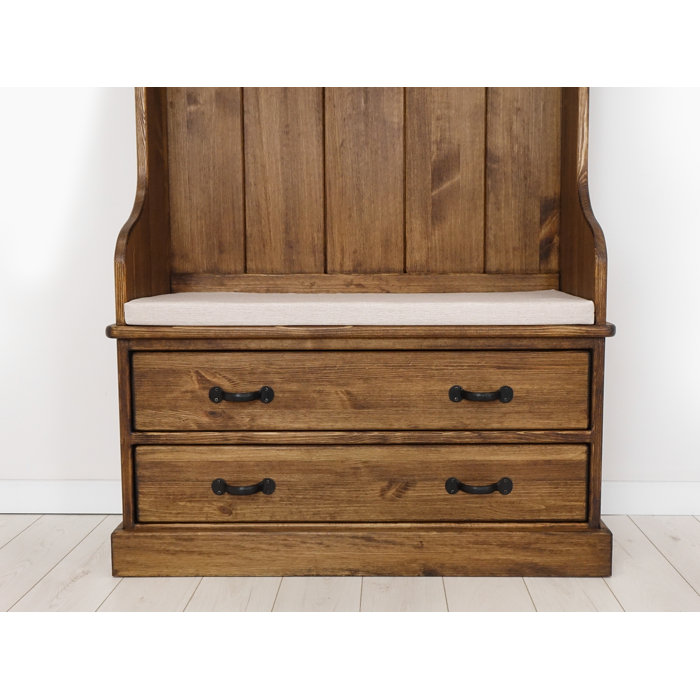 Three Posts Brundidge Pine Solid Wood Hall Tree with Bench and Shoe ...