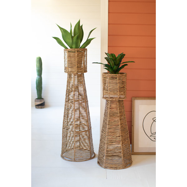 Bayou Breeze 2-Piece Wicker Cachepot Set | Wayfair
