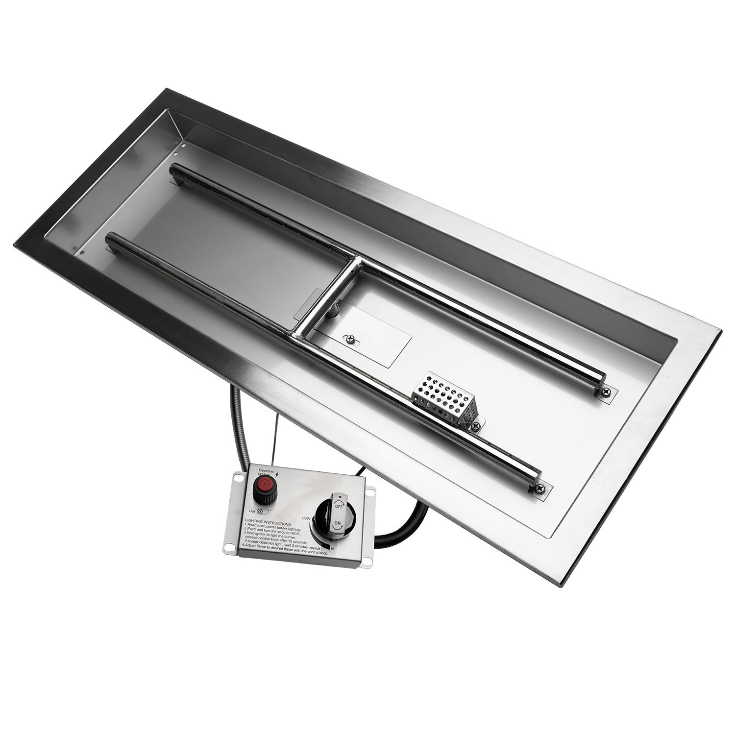 Celestial Fire Glass Rectangular CSA Certified Fire Pit Burner Kit ...