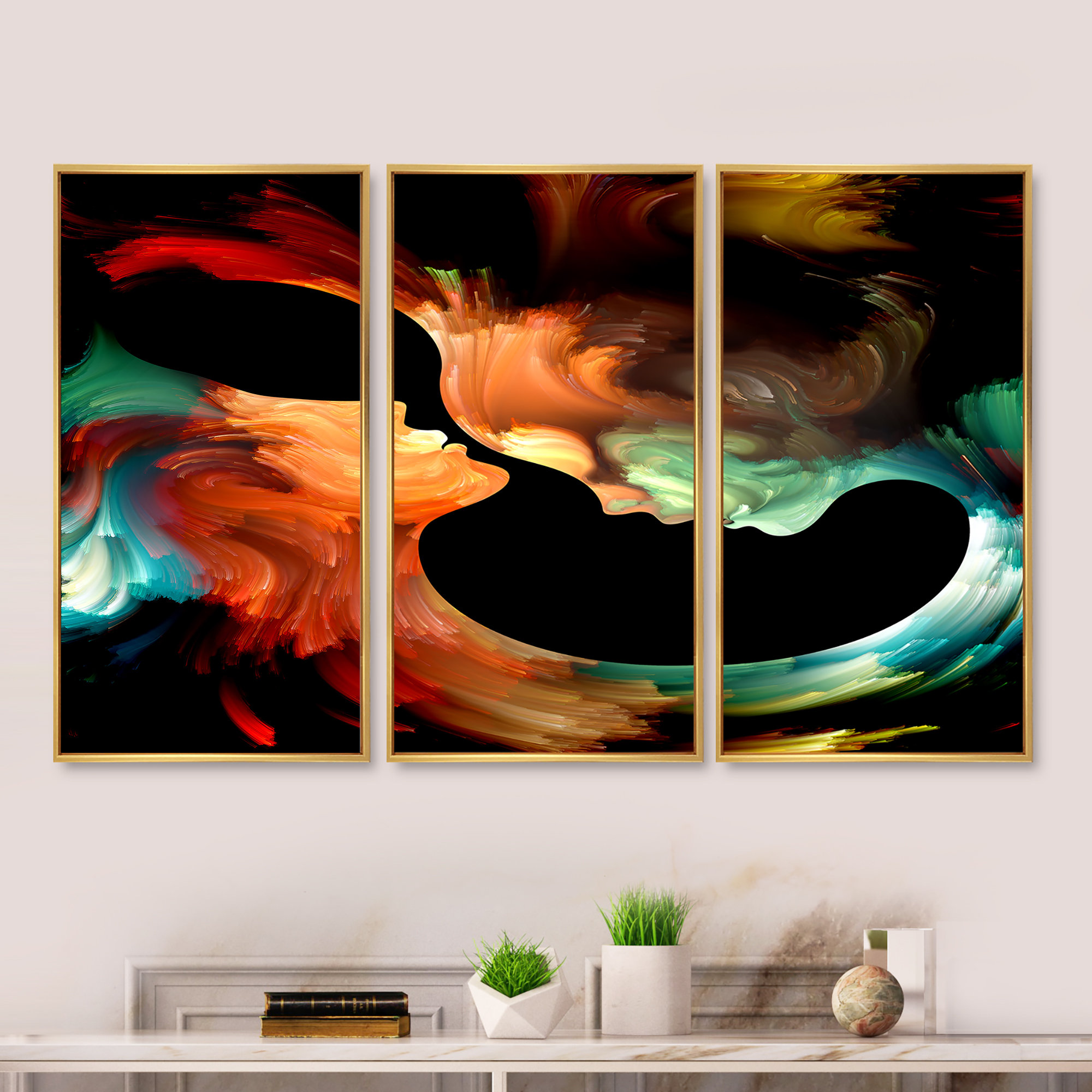 Wrought Studio Realms Of Paint - 3 Piece Floater Frame Painting on ...