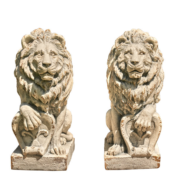 Bloomsbury Market 2 Piece Tall Magnesium Lion Sentry Statue Set ...