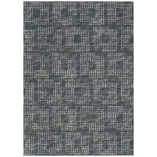 Corrigan Studio® Contemporary Black Houndstooth 5'' X 7''6" Area Rug ...