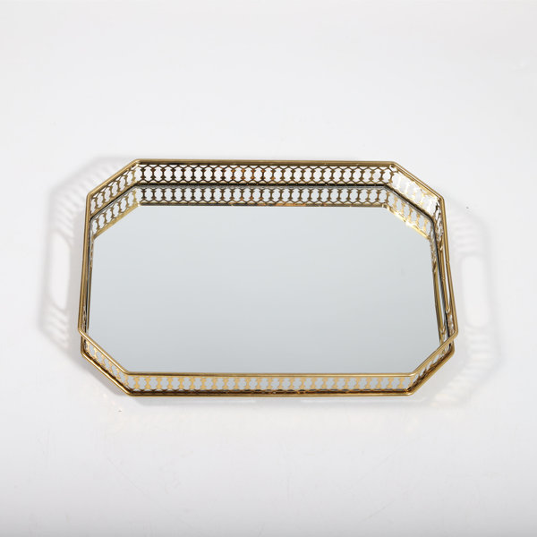 Everly Quinn Vintage Metal Octagon Mirror Surface Tray (Rectangle ...