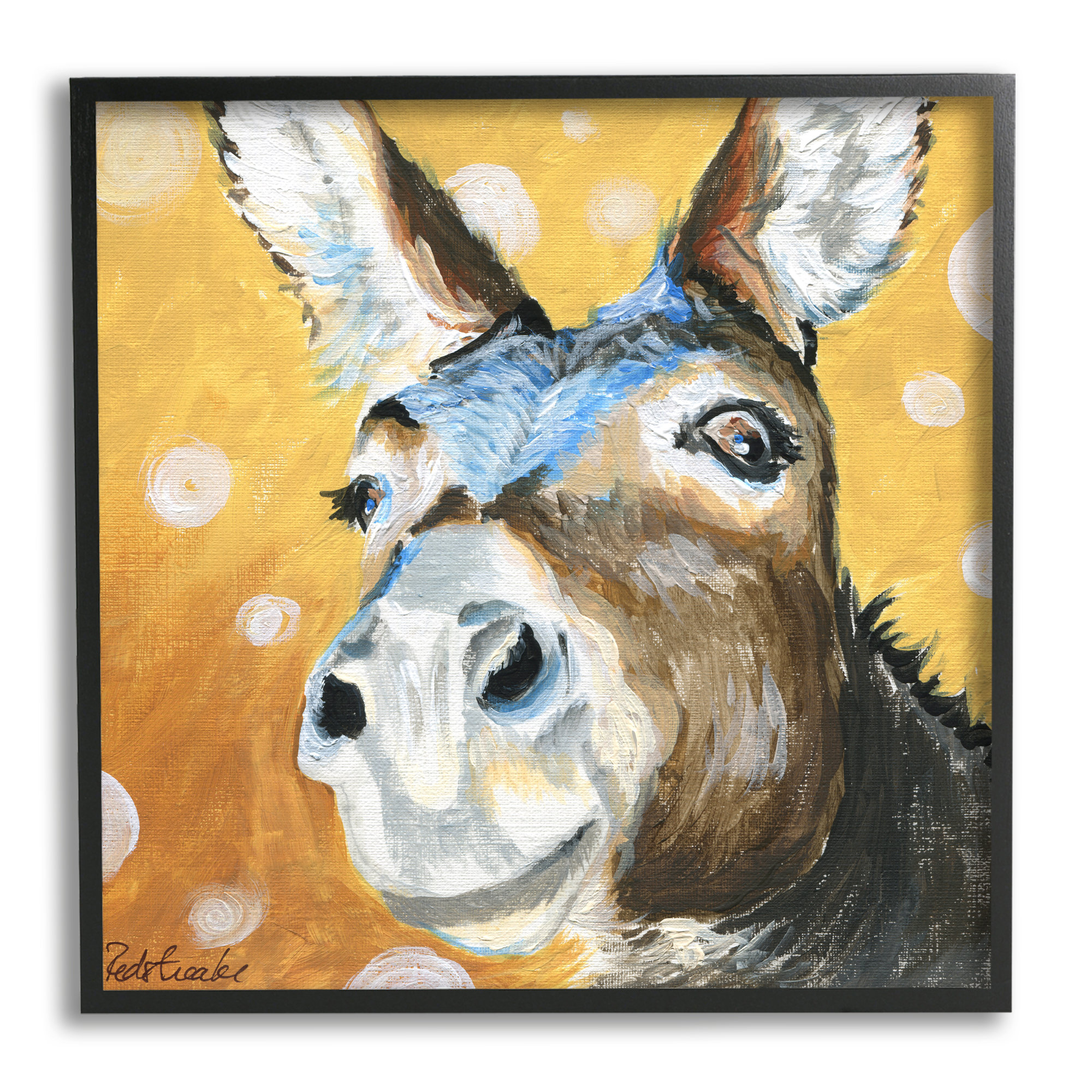 Stupell Industries Smiling Donkey Animal Casual Circle Pattern by ...