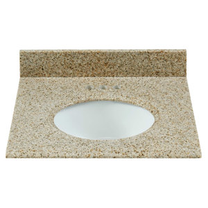 Tile & Top 25'' Granite Single Bathroom Vanity Top in Polished Stone ...