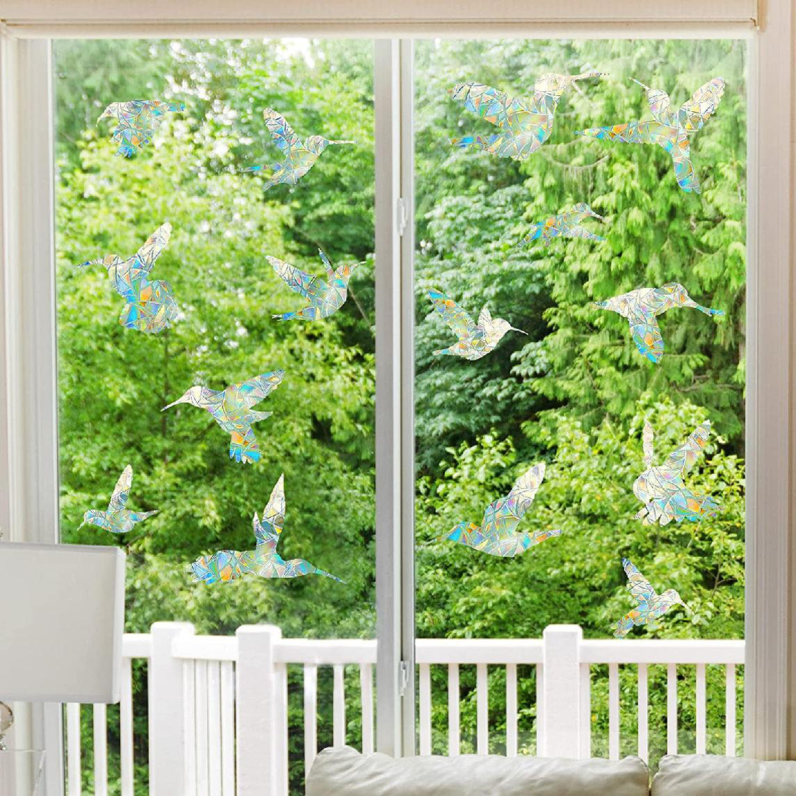 Dastingo 20 Pieces Hummingbird Static Window Stickers Anti Collision Window Decals 3d Decorative