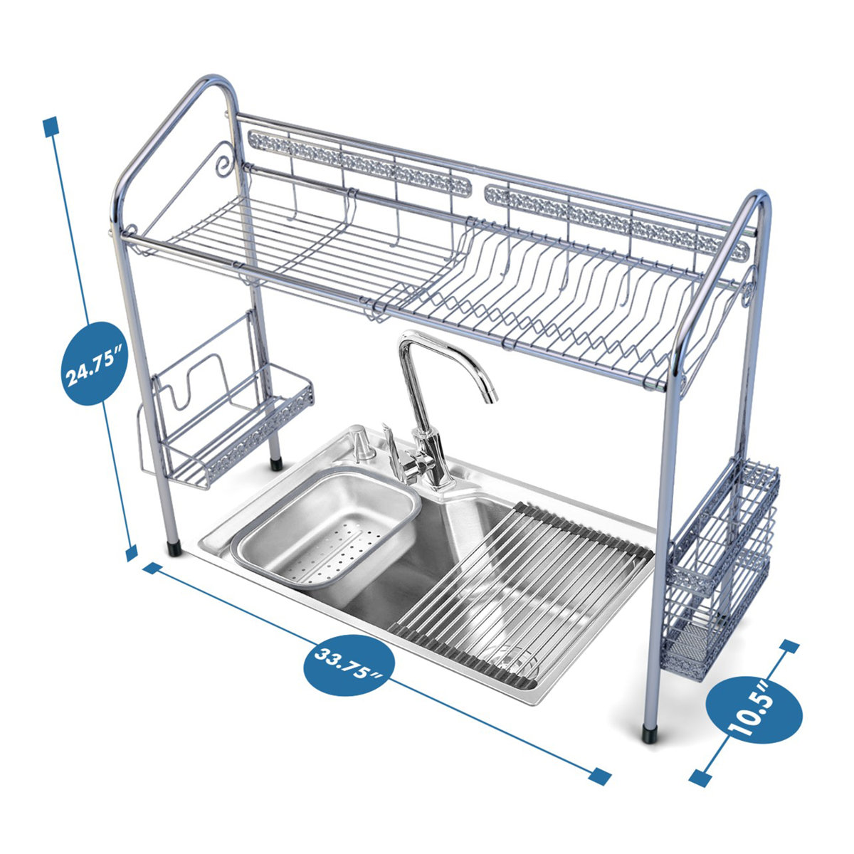Premium Racks Professional Over the Sink Stainless Steel Dish Rack ...