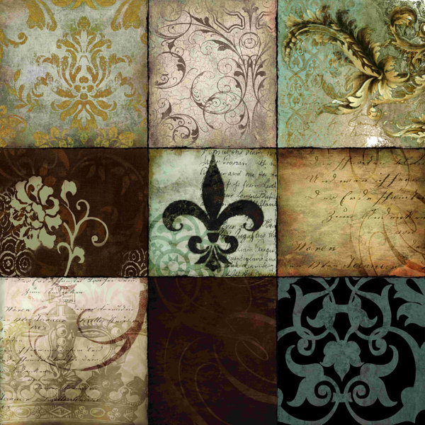 Fleur De Lis Living Pattern Tiles - Wrapped Canvas Print | Wayfair