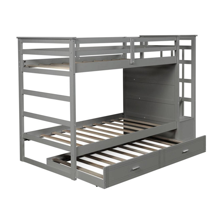 Harriet Bee Arowyn Kids Twin Over Twin Bunk Bed with Trundle with ...