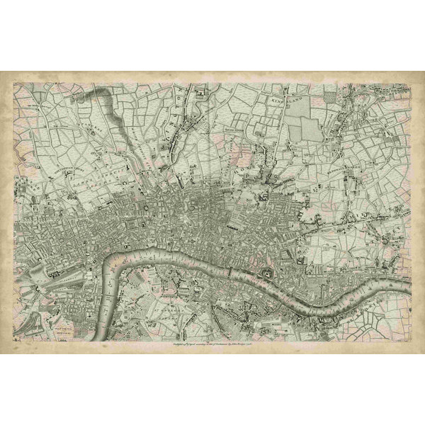17 Stories Map Of London Grid VII - Wrapped Canvas Graphic Art | Wayfair