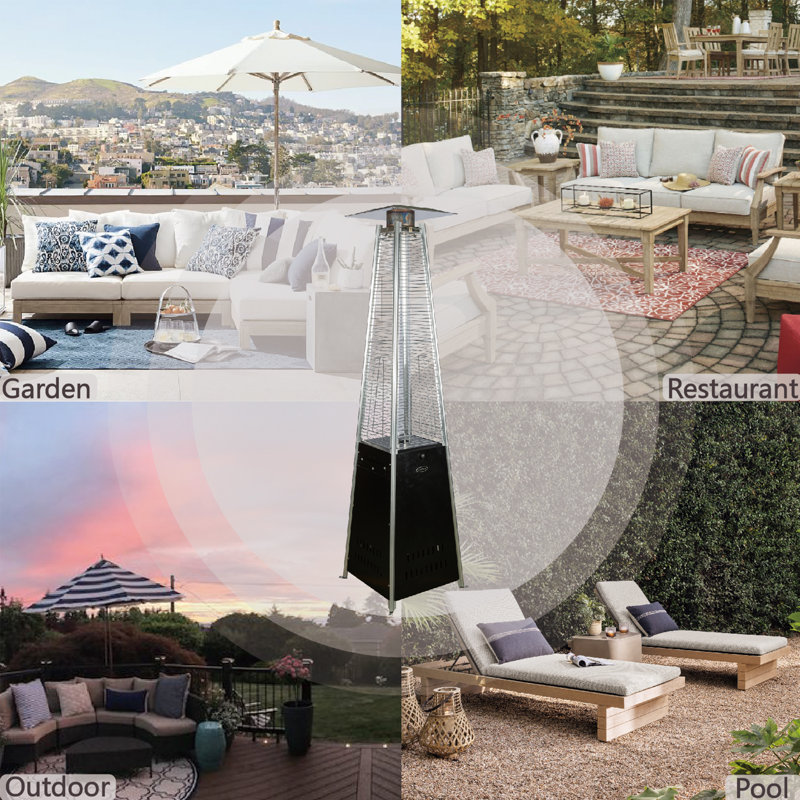 FOOWIN Pyramid Flame 48000 BTU Propane Standing Patio Heater | Wayfair